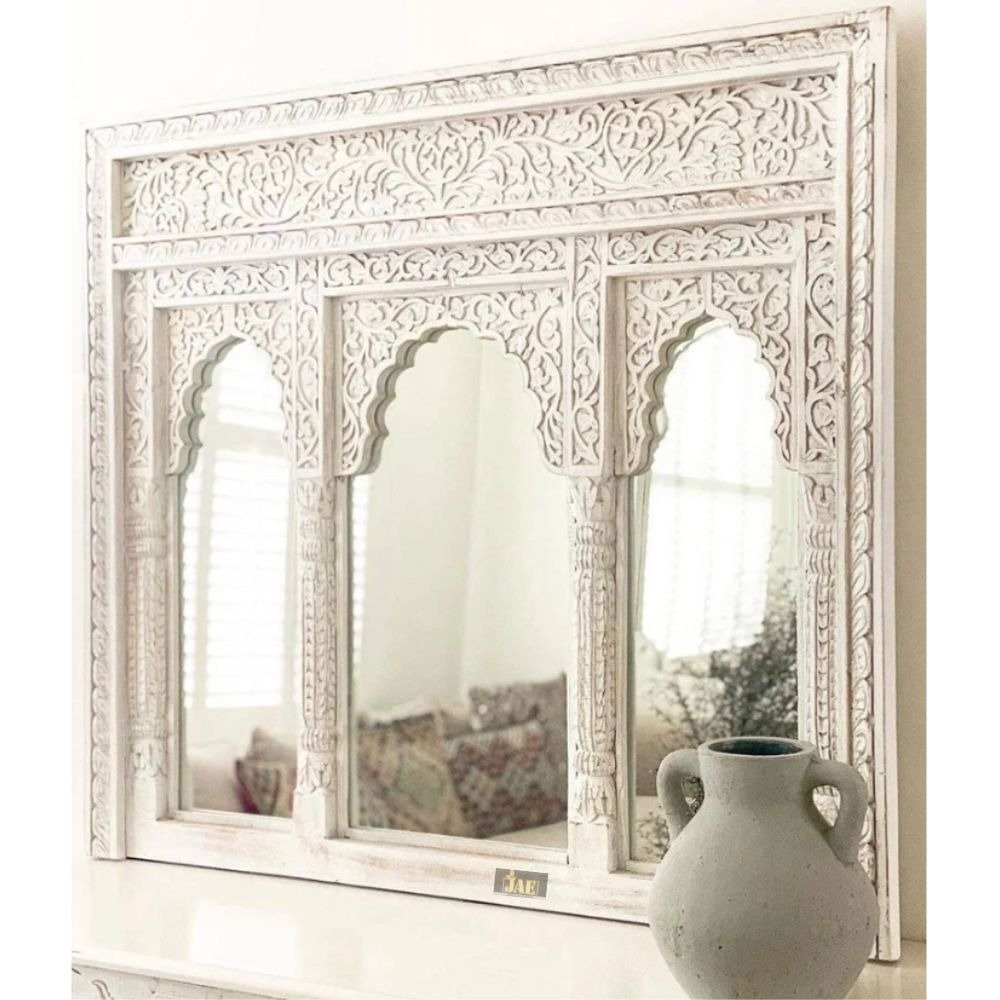 Wooden Mirror Frame (White Distress) - Antique Home Decors | Premium ...