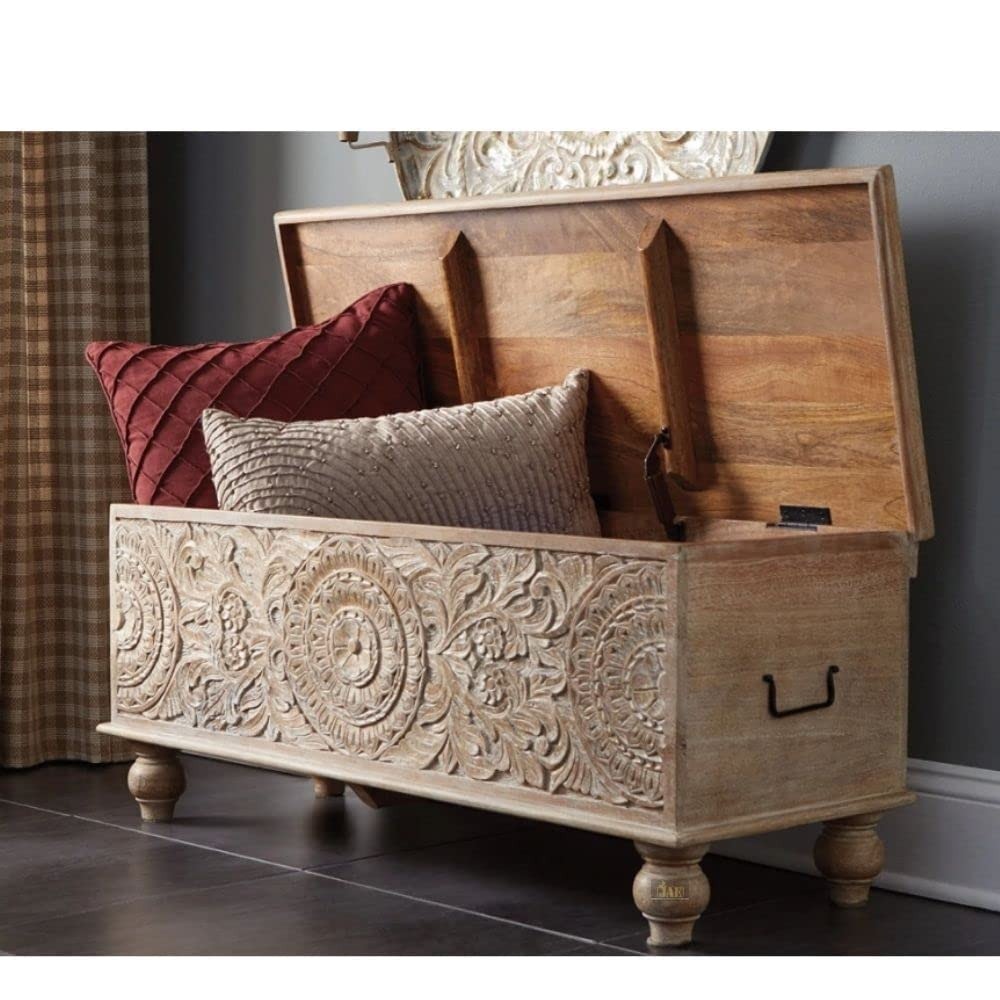 Wooden Carved trunk chest For Storage - Antique Home Decors | Premium ...