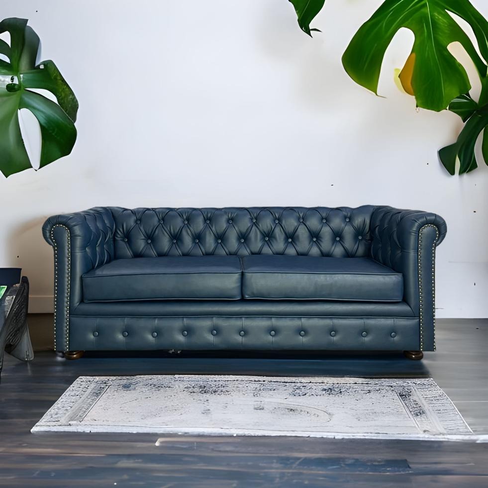 Original Leather Chesterfield Sofa 3 Seater For Living Room - Antique ...