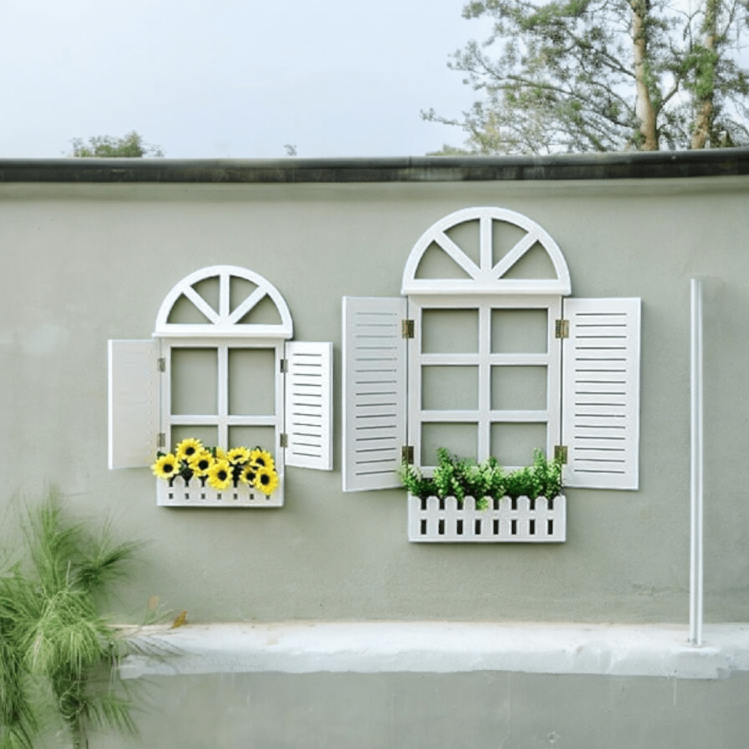 Aesthetic home decor | Fake Window Planter With Mirror For Wall