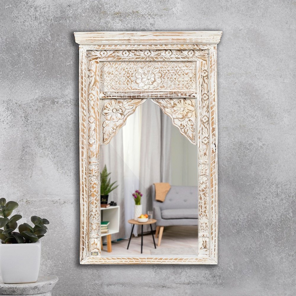 Jharokha mirror frame wooden | Rustic Antique Wood Mirror Decor