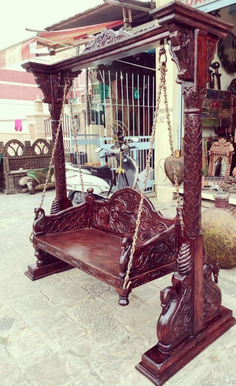 Traditional wooden swing for home with big wooden elephant - Antique ...